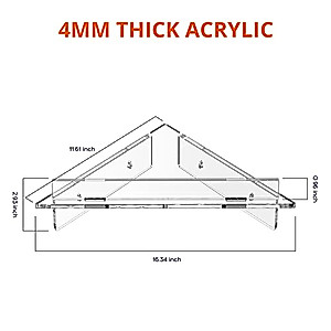 Richboom Clear Acrylic Corner Shelf, 2 Pack Wall Mounted Bathroom Shower Shelf Floating Shelf for Bedroom Living Room Kitchen Office, Soap and Shampoo Holder Organizer