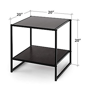 ZINUS Dane 20 Inch Black Frame Side Table / End Table / Easy Assembly, Rich black wood grain (Espresso)