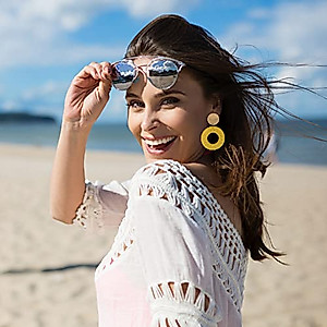 Acrylic Dangle Earring Jewelry for Women Geometric Round Braided Drop Dangle Dainty Earrings Boho Earring (Yellow)