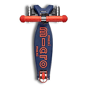 Micro Kickboard - Maxi Deluxe Foldable LED - Three Wheeled, Lean-to-Steer, Fold-to-Carry Swiss-Designed Micro Scooter for Kids with Motion-Activated Light-Up Wheels for Ages 5-12 (Blue)