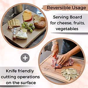 Handmade 17x13'' Walnut Wood Cutting Board For Kitchen with Juice Groove, Chopping Board Made of Walnut Wood for Meat, Cheese and Vegetables (X-Large, 17x13 inch)
