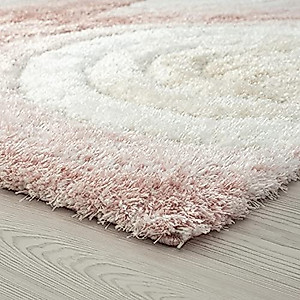 LUXE WEAVERS Pink 5x7 Shag Geometric Area Rug, Modern, Stain Resistant, Easy Indoor Rugs for Bedroom, Living Room