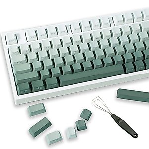 JOLINTAL 134 Keys Gradient Green Keycaps, PBT Double Shot Dying Keycaps, OEM Side Print Keycaps, Premium Retro Keycaps, Custom Backlit Keycaps for Mechanical Gaming Keyboard