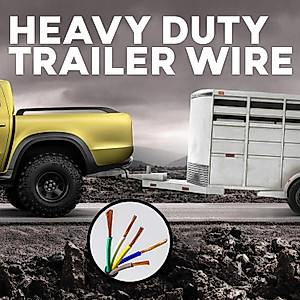 BEST CONNECTIONS 5 Way Trailer Wire – Heavy Duty 14 Gauge 5 Conductor Insulated Cable – Durable, Weatherproof, Color-Coded 5 Way Trailer Wiring Extension for RV Trailer and Automotive (50 Feet)