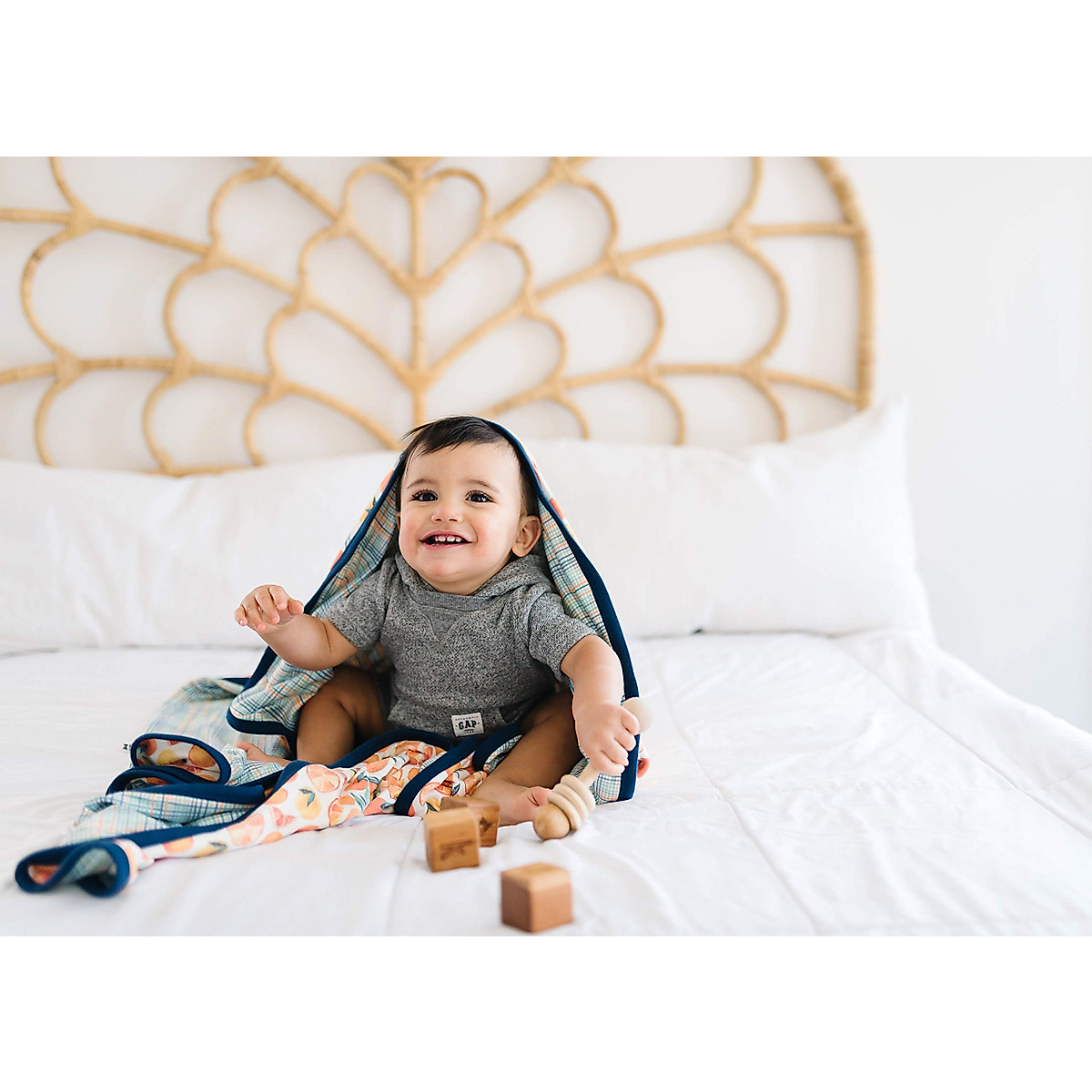 Large Premium Knit Baby 3 Layer Stretchy Quilt Blanket Citrus by Copper Pearl