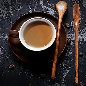 Wooden Coffee Spoons Long Handle Wooden Tea spoon Wooden Mixing Honey Spoon Handmade Wood Stirring Spoon for Kitchen Stirring Dessert Honey Spoons(9PCS)