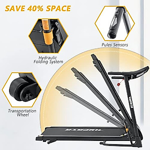 HYPATA Treadmill 300 lb Capacity,Max 2.5 HP Folding Treadmills for Running and Walking Jogging Exercise with 12 Preset Programs, 300 LBS Weight Capacity, Easy Assembly for Home Use