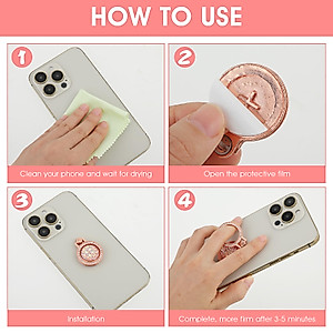 WLLHYF 4 Pack Cell Phone Ring Holder Stand Metal Round Rhinestones Finger Grip Loop 360 Degree Rotation Generic Phone Hand Holder Kickstand Cellphone Case Accessories