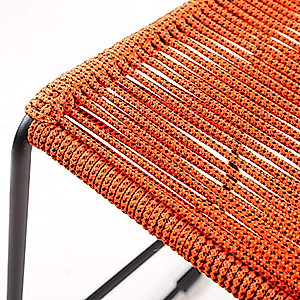 armen LIVING LCSTBABLTNG30 Shasta Outdoor Metal and Tangerine Rope Stackable Barstool, 30" Bar Height Set of 2