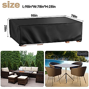 HREFEU Patio Furniture Set Cover Outdoor Sectional Sofa Set Covers 98" L x 78" W x 28" H(inches) Outdoor Table and Chair Set Covers Water Resistant Large