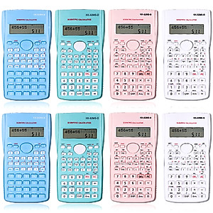 8 Pieces 2 Line LCD Engineering Scientific Calculator Non Graphing Scientific Calculator for Engineering Students Function Calculators for School Financial Business Office, Pink, Blue, Green, White