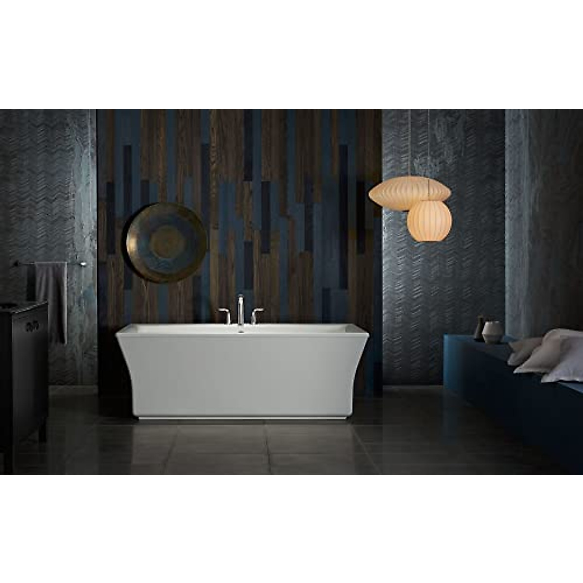 KOHLER K-6367-0 Stargaze 72-Inch x 36-Inch Freestanding bath with fluted shroud and center drain, White