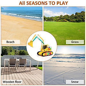 Remote Control Excavator,RC Excavator Toy Age 4-7 RC Construction Vehicles with Sound Lights Birthday for Boys 6 7 8 9