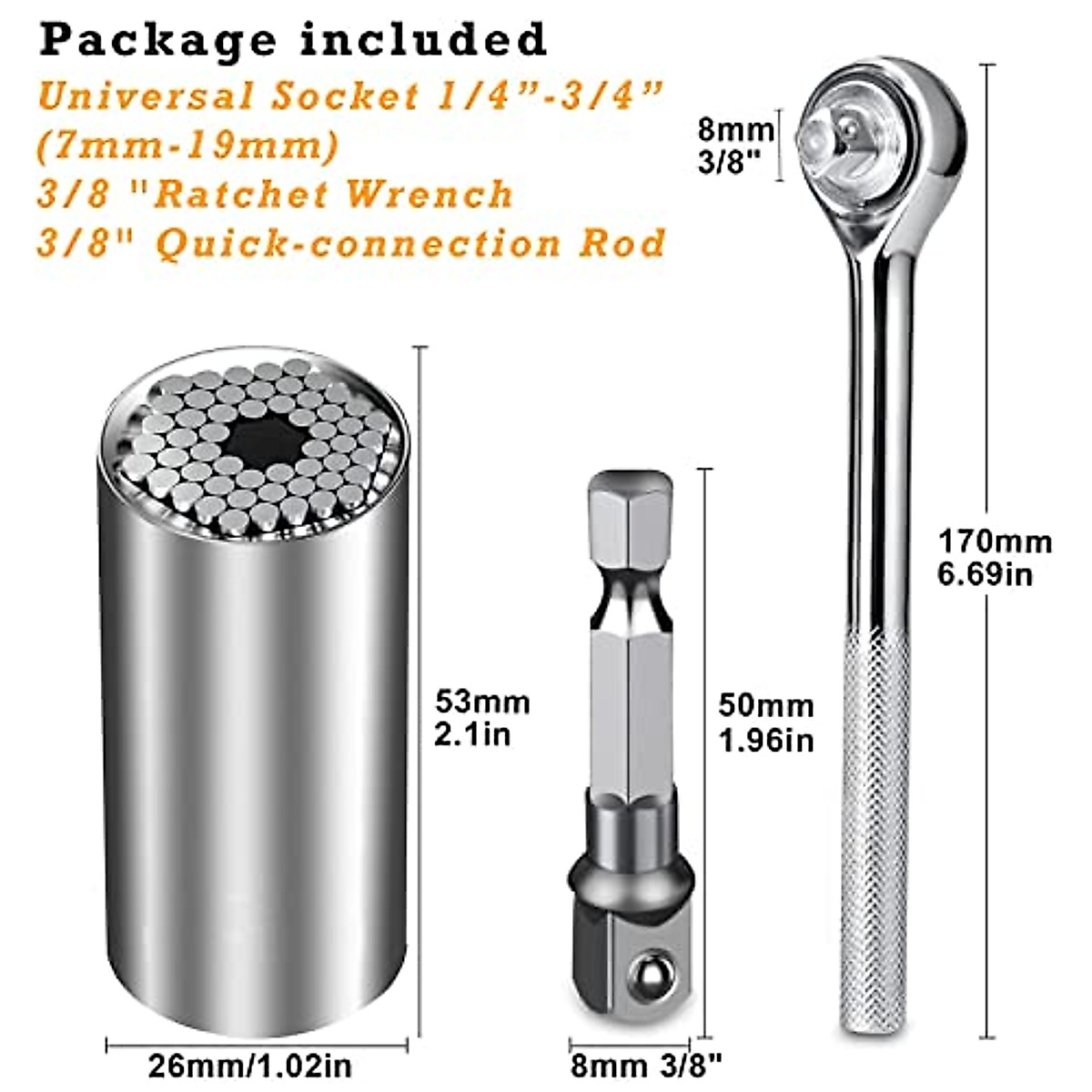 Gifts for Men,Stocking Stuffers for Men Mens Gifts for Christmas Mens Stocking Stuffers Universal Socket Tool - Super Socket Universal Socket Men Stocking Stuffers for Christmas Socket Wrench Set