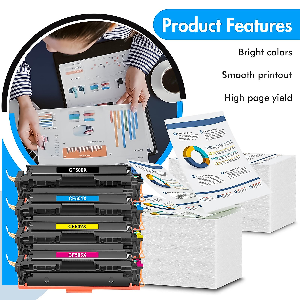 202X 202A M281cdw Toner Cartridges 4 Pack Compatible Replacement for HP 202X 202A CF500A CF500X Color Laserjet Pro MFP M281fdw M281cdw M254dw M254nw M281fdn Printer Ink (Black Cyan Magenta Yellow)