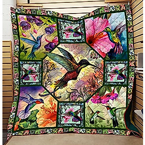 Hummingbird Blanket Ultra Soft Flannel Fleece Bed Blanket Hummingbird  Fluffy Blanket Ocean Throw Blankets for Kids and Adults Cozy Blankets,Design ,Small/Medium/Large/X-Large