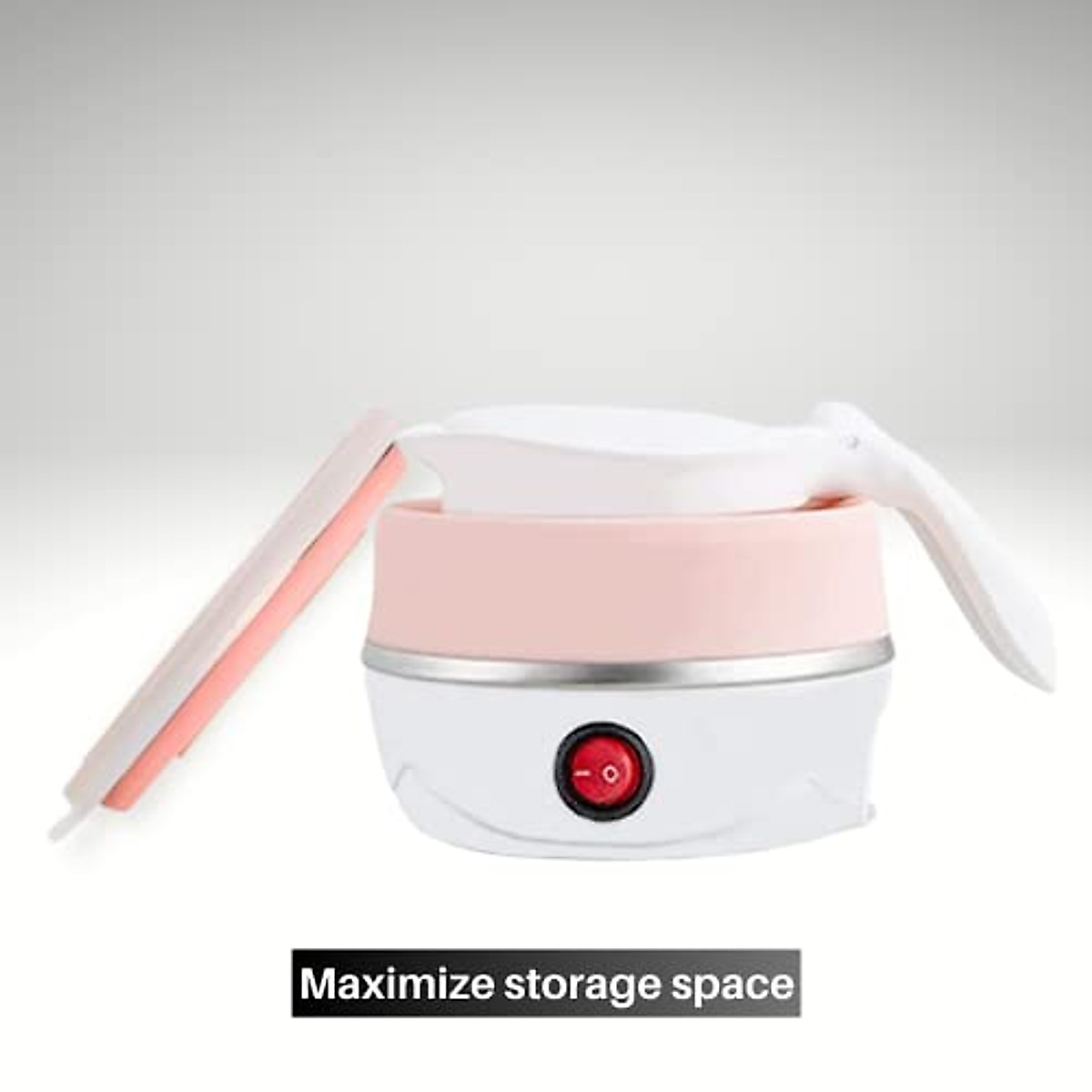 Travel Collapsible Electric Kettle with Collapsible Cup - Portable Foldable Small Electric Kettle with Quick Boiling Water Tech, BPA Free, 110V Voltage, US Plug, 600ML (Pink & Pink)