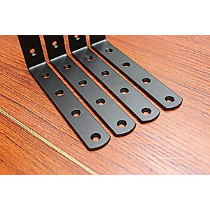 MHMYDZ 8 Pcs Matte Black Steel"L" Corner Brace Joint Angle Bracket Shelf Bracket Wall Hanging with Screws 125mmX75mm/5 InchX3 Inch Decorative Corner Brackets Joint Angle Bracket