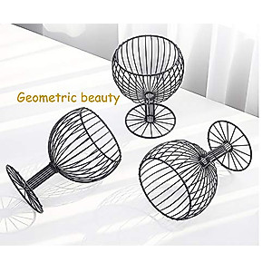 MAYITBE Wine Glass Decor Fruit Basket Round Tiered Wire Basket Snacks Candy Storage Fruit Container Basket Vegetable Rack Wine Glass Cork Holder Restaurant Decor(Black A)