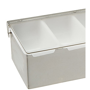 Winco 4 Comp Condiment Dispenser, Medium, Stainless Steel