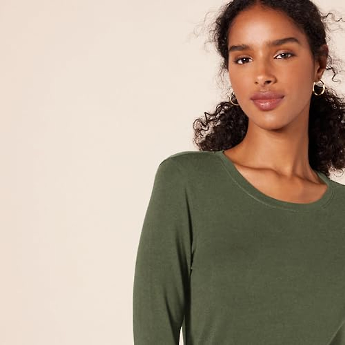 Amazon Essentials Women's Classic-Fit Long-Sleeve Crewneck T-Shirt (Available in Plus Size), Olive, Large