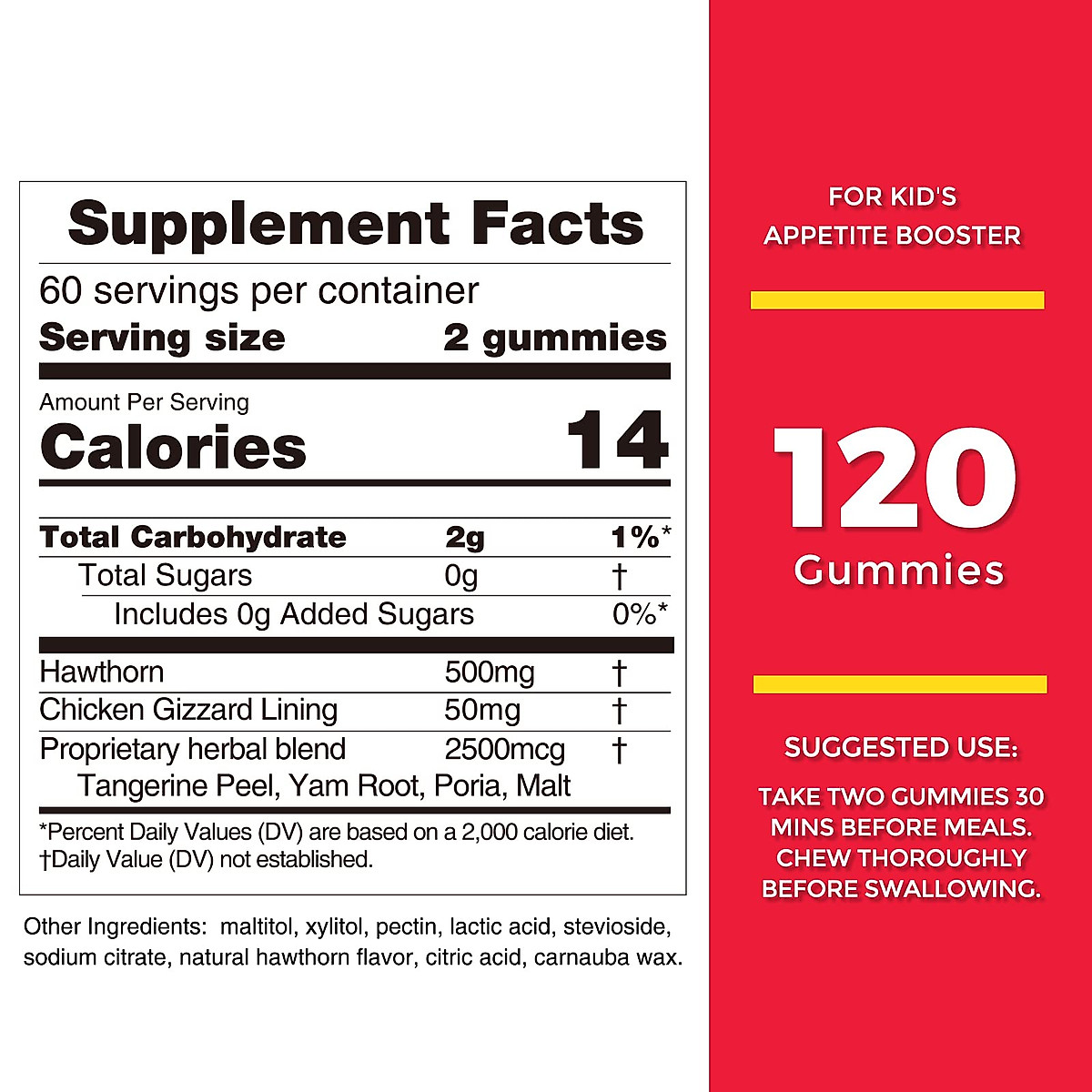 Nature's Key Appetite Booster Gummies - for Kids to Eat More, Support Appetite Stimulant and Weight Gainer -Hawthorn Flavor (120 Count, Pack of 1)