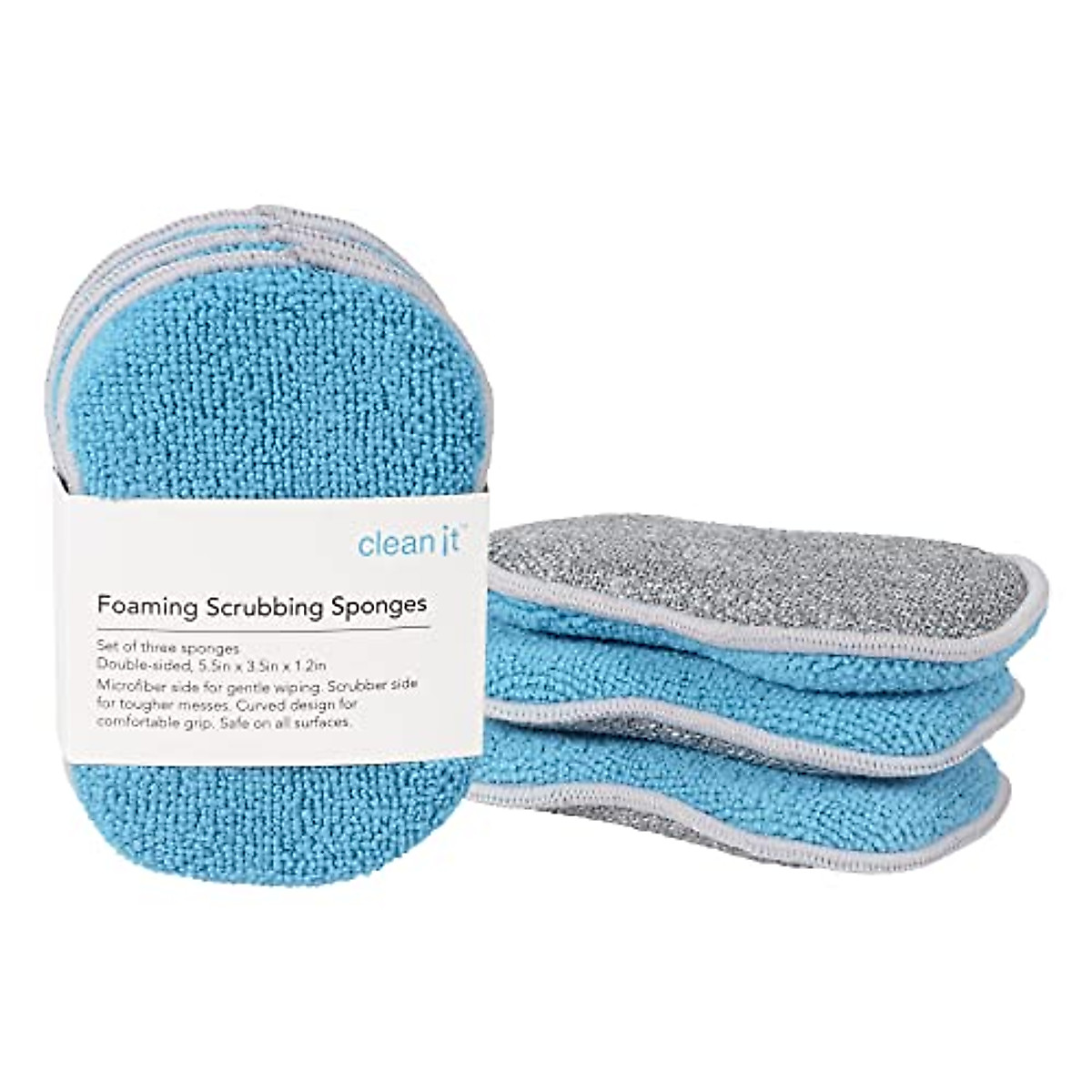 KAF Home Clean It Set of 6 Dual Sided Utility Sponges - Blue
