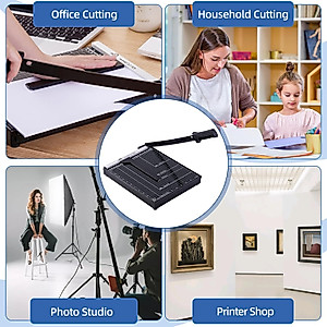 ISDIR Paper Cutter Guillotine, 12 Inch Paper Cutting Board, 12 Sheets Capacity, Heavy Duty Metal Base, Dual Paper Guide Bars, Professional Paper Cutter and Trimmer for Home, Office (12'' Black)