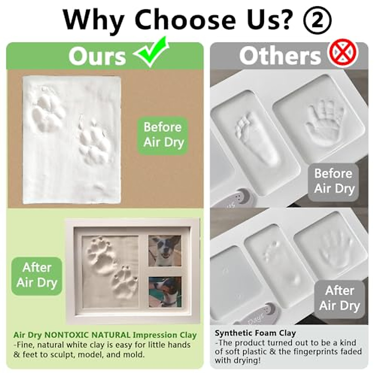 PewinGo Baby Footprint Kit,Baby Clay Hand and Footprint Kit,Newborn Baby Handprint Kit,Baby Keepsake Frames for First Mothers Day Gifts,Personalized Baby Shower Gifts for New Mom,New Parents