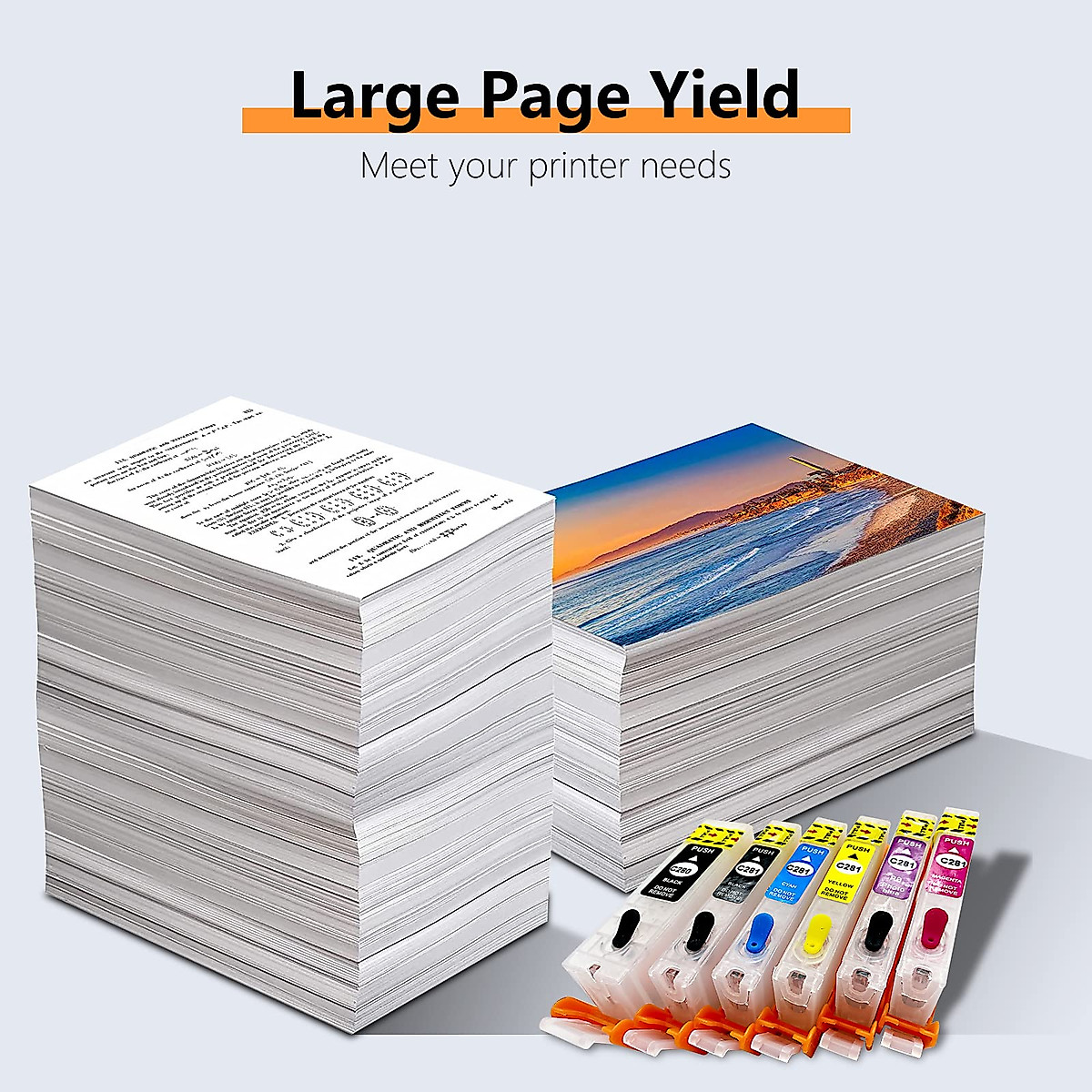 F-ink 5 Colors Empty Refillable Ink Cartridges Replacement for Canon 280XXL 281XXL PGI-280XXL CLI-281XXL for Pixma TR8620 TR8622 TS6220 TR8520 TS9520 TS6120 TR7520 TS9521C TS6320 TS702 Printer