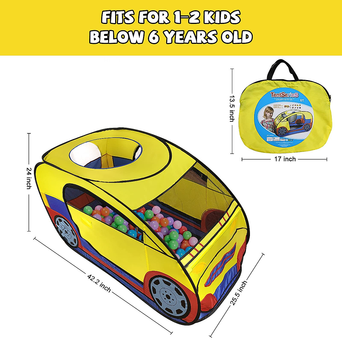 Anyshock Car Tent for Kids , Play Tent Pop Up Pretend Toys for Indoors and Outdoors Fun , Foldable Playhouses with Carrying Case as a Best Gift for Over 3 Years Old Toddler/Boys/Baby