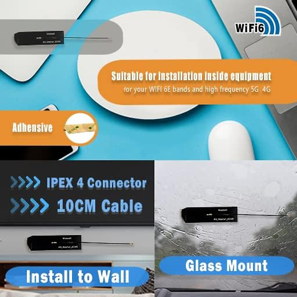 Maswell Internal Antenna Triple Band WiFi for wimax zigbee Bluetooth WiFi 2.4G WiFi 5G WiFi 6 and WiFi 6E WiFi 7 LTE Bands High Gain ipex 10cm
