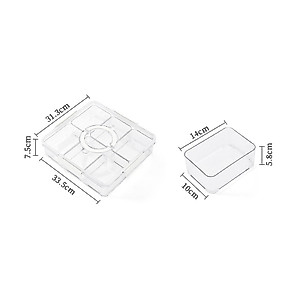 ＫＬＫＣＭＳ Snack Container Divided Food Storage Container Clear 6 Grids with Handle Lid, Divided Seasoning Box, Dried Fruit Plate for nuts Cookies