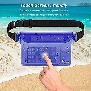 iKuShang Waterproof Pouch 2 Pack Waterproof Fanny Pack Waterproof Phone Pouch Waterproof Bags Safe & Dry for Boating Swimming Diving Fishing Beach(Gray+Pink)