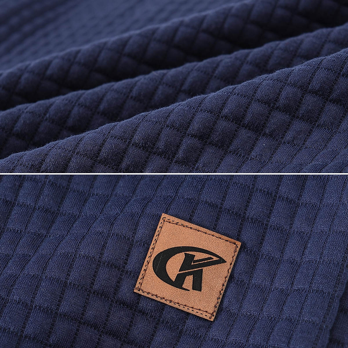 Satankud Mens Pullover Hoodie Long Sleeve Hooded Sweatshirt Casual Hoodies Square Pattern (Navy, M)