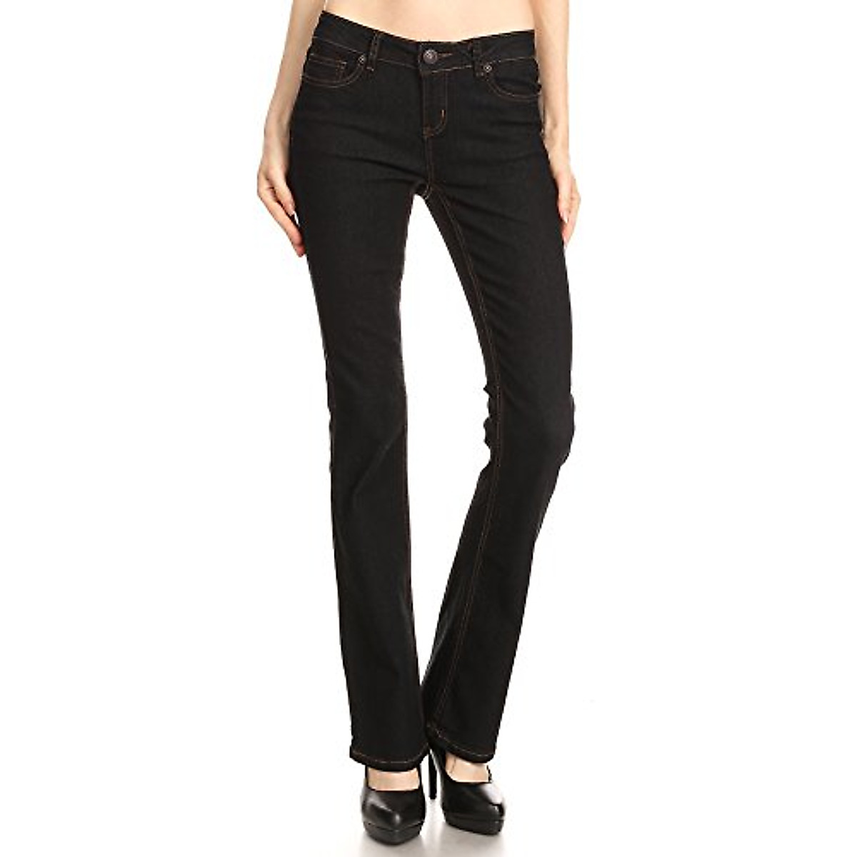 Women's Juniors Slim Low Rise Dark Denim Jeans (11, Black)
