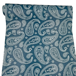 Yifely Self-Adhesive Shelf Liner Removable Drawer Paper for Covering Rent House Shelving Drawers, Vintage Paisley, 17.7 Inch by 9.8 Feet