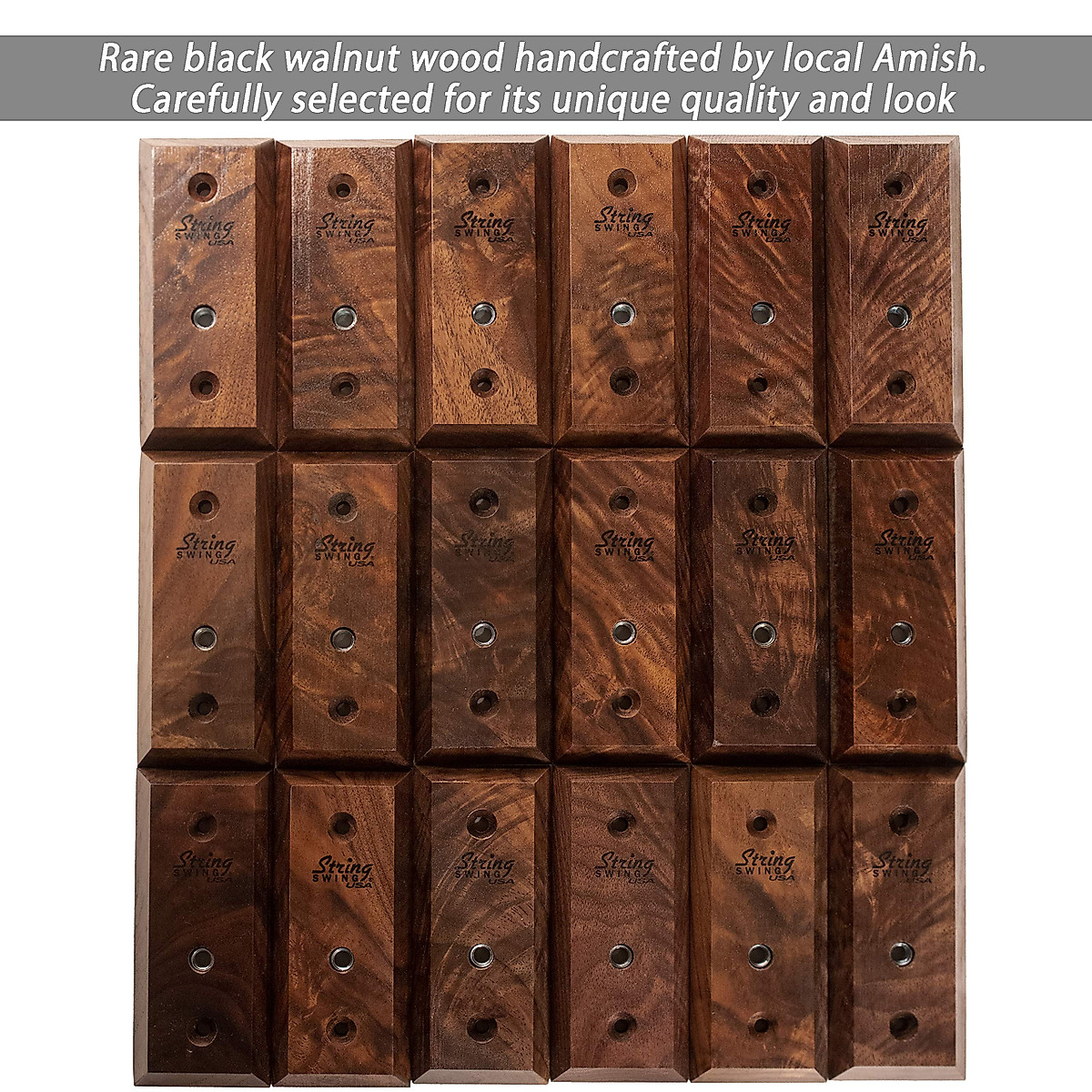 String Swing Premium Guitar Wall Mount - Holder for Electric Acoustic and Bass Guitars - Stand Accessories Home or Studio Wall - Musical Instruments Safe Unique Hand Selected Black Walnut CC01K-BW