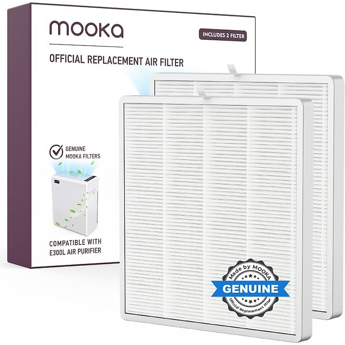 Official H13 Replacement Filter Compatible with MOOKA and MOOKA FAMILY E-300L Air Purifiers