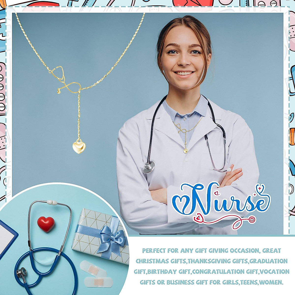 Nurse Necklace for Women Nurses Week Gifts Nursing Graduation Gifts for Her Student Nurse Appreciation Gift School Cool Gifts for Nurses Unique Graduation Gifts for Nurses Female Outfit 2024