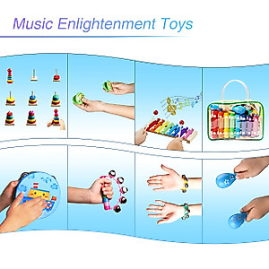 Kids Musical Instruments For Toddlers,Baby Musical Toys For Toddlers,Kid Toys For Girl Gifts,First Birthday Gifts For Boys,Kids Xylophone,Maracas For Baby,Wooden Instruments Toddler Toys With Bag