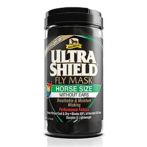 Absorbine UltraShield Equine Fly Mask, UV Protection, Horse Size Without Ears