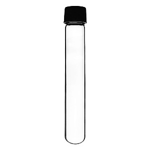 EISCO 12PK Test Tubes, 50ml - Bakelite Screw Cap with Rubber Liner - Borosilicate 3.3 Glass - 5.9" x 1" - Round Bottom - Leak Proof