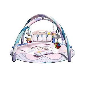 Baby Gym Play Mat,Musical Activity Center Kick Piano Gym Tummy Time Toys for Newborn Babies，Infant Toys Large Thickened and Non Slip Mat Washable (Pink)