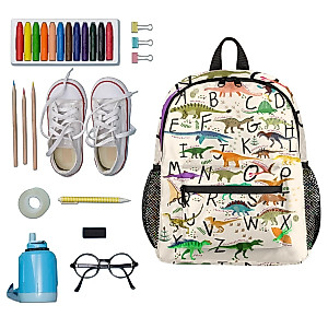 Cute Alphabet Dinosaur Toddler Backpack for Kids Boys Girls Childish Dino Kid's Backpack Preschool School Children Bag Bookbag Nursery Junior Primary Student Travel Bag Schoolbag for Junior Primary