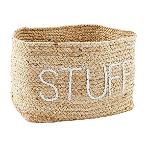 Mud Pie Embroidered Woven Basket Set, Tan, 9 3/4" x 13 3/4" dia