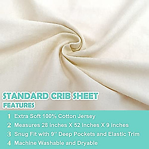 American Baby Company Natural Breathable 100% Cotton Jersey Knit Fitted Crib Sheet for Standard Crib and Toddler Mattresses, Ecru, for Boys and Girls