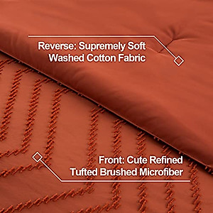 Litanika King Size Comforter Set with Sheets Burnt Orange - 7 Pieces Bed in a Bag King Boho Terracotta Complete Beddding Sets Rust Lightweight Bed Set with Comforter, Sheets, Pillowcases & Shams