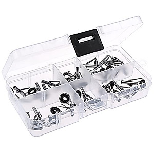 Proximitck Fishing Rod Tip Repair Kit Fishing Rod Tips Stainless Steel Ceramic Ring (30pcs/6size)