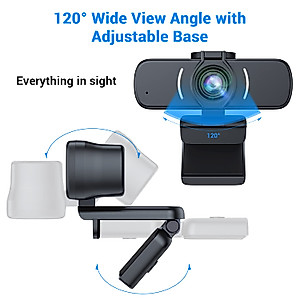 Webcam, Webcam with Microphone, 2022 New Version USB Webcams with 3D Denoising and Automatic Gain, Plug & Play 1080p Webcams for Video Calling, Online Classes &Video Conference